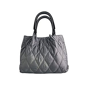 Lightweight (Grey) Tote bag for Women, Fits anywhere Soft Quilted Padding Bag