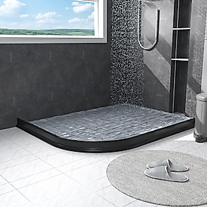 118 IN Shower Threshold Water Dam Collapsible Shower Water Splash Guard for Curbless Bath Shower Barrier Water Stopper for Wet and Dry Separation Bathroom and Kitchen (Black/9.8 FT)