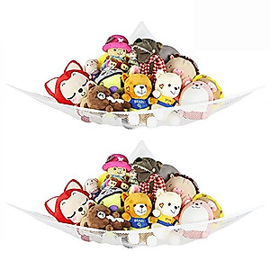 Titao Toy Hammock For Stuffed Animals And Toy Organizer Storage Net Is Durable, Easy To Install, Large, 2 Piece