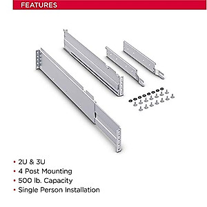 CyberPower CP2RAIL02 4-Post Rackmount Kit, 2U/3U, 500 Pound Mounting Kit