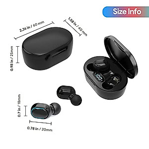 MIUMIUPOP Wireless Bluetooth Earbuds, Mini Size with LED Display? Immersive Bass Stereo Noise Cancelling Headphones, Headset for Sports, Home, Work Black (Black)