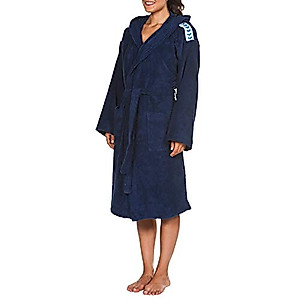 ARENA Unisex Core Soft Robe Bathrobe, Navy/White, X-Small