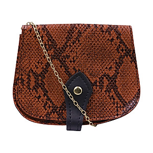 MOSSTYUS Women Girls Snakeskin Crossbody Bag PU Leather Handbag Shoulder Clutch Purse Pouch with Chain Strap, Coffee