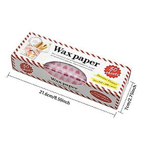 Food Wrapping Paper 50 Sheets Wax Paper Grease Proof Waterproof Baking Parchment with Heart Pattern Non-Stick Beeswax Wraps Paper Liners Tissue for Bread Sandwich Burger Gift 218 x 250mm