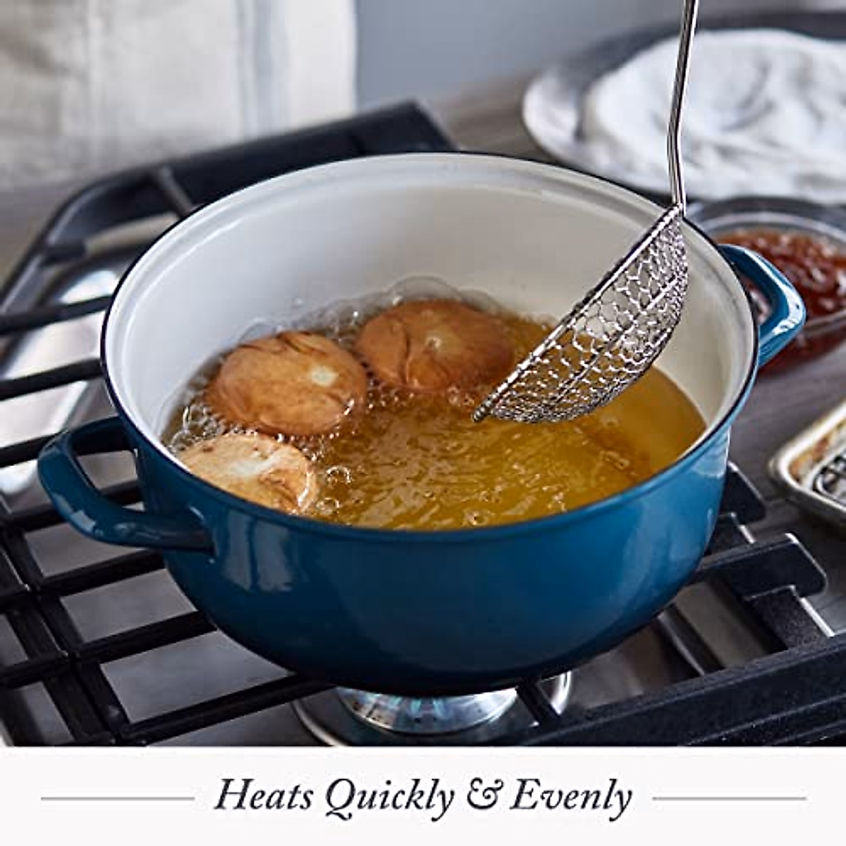 Merten & Storck German Enameled Iron, Round 5.3QT Dutch Oven Pot with Lid, Aegean Teal