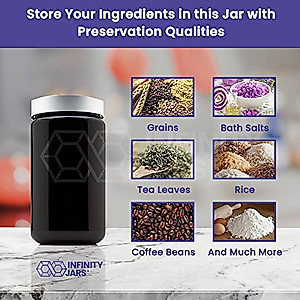 Infinity Jars Silver Collection 400 ml (13.5 fl oz) Tall Black Ultraviolet Screw Top Jar 3-Pack