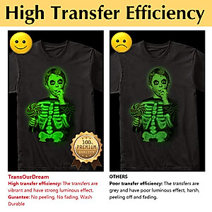 TransOurDream Heat Transfer Paper for Dark T Shirts (10 Sheets, 8.5x11'') GLOW IN THE DARK Iron on Transfers Paper Printable Heat Transfer Vinyl for Inkjet Printer