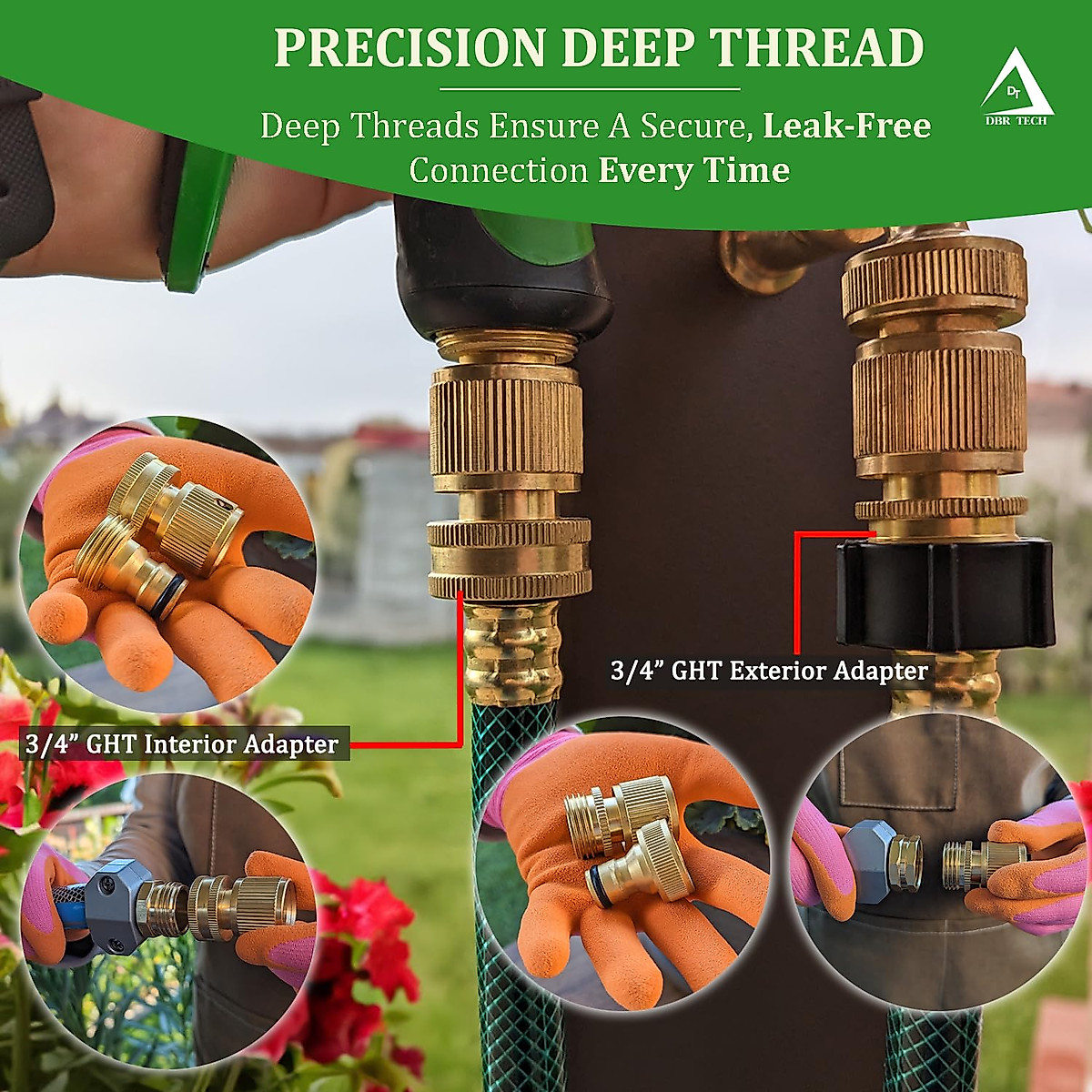Heavy Duty Water Hose Quick Connect Fittings (Premium Brass for Superior Durability), Quick Release Hose Connector, Fit for 3/4" Gardening Hoses, Garden Hose Quick Disconnect Set, 4 Pack, ET