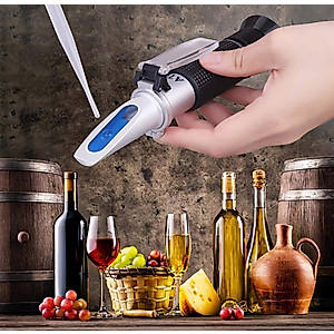 Brix Refractometer with ATC Digital Handheld Refractometer for Homebrew Wort Beer Wine Fruit Sugar, Dual Scale-Specific Gravity 1.000-1.130 and Brix 0-32% (Black)