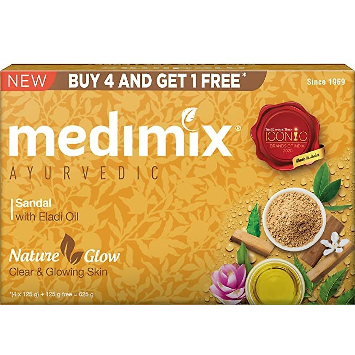 Medimix Ayurvedic Sandal Soap, 125g (4+1 Offer Pack)