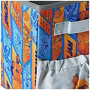 Idea Nuova Space Jam Kids Collapsible Storage Organizer Bin with Front Pocket,9" H x 10" W x 15" L