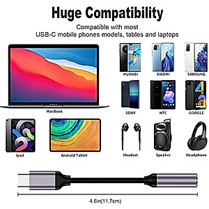 USB Type C to 3.5mm Female Headphone Jack Adapter+Type C Male to 3.5mm Male Jack Adapter