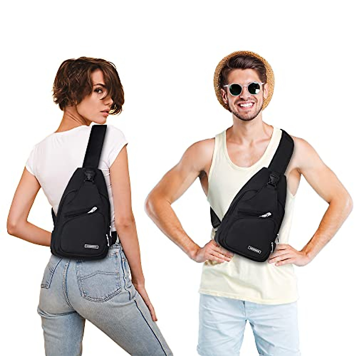 Large Capacity Sling Bag Crossbody Backpack for Women Men Waterproof Sling Backpack Extended Straps Cross Body Travel Chest Bag Hiking Casual Shoulder Daypack with Headphone Hole for All Body Shapes