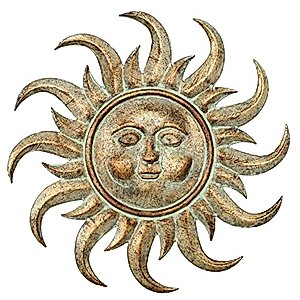 Remenna Metal Sun Wall Art Decor 21.5inch Hanging for Indoor Outdoor Home Bedroom Living Room Office Garden Yard Patio Rustic Finish