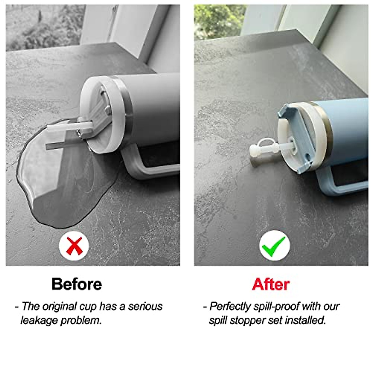 HOMDSG Silicone Spill Proof Stopper Set of 3, Compatible with Stanley Cup 1.0 40oz/ 30oz, Tumbler Accessories, Including 2 Straw Cover Cap, 2 Square Spill Stopper and 2 Round Leak Stopper