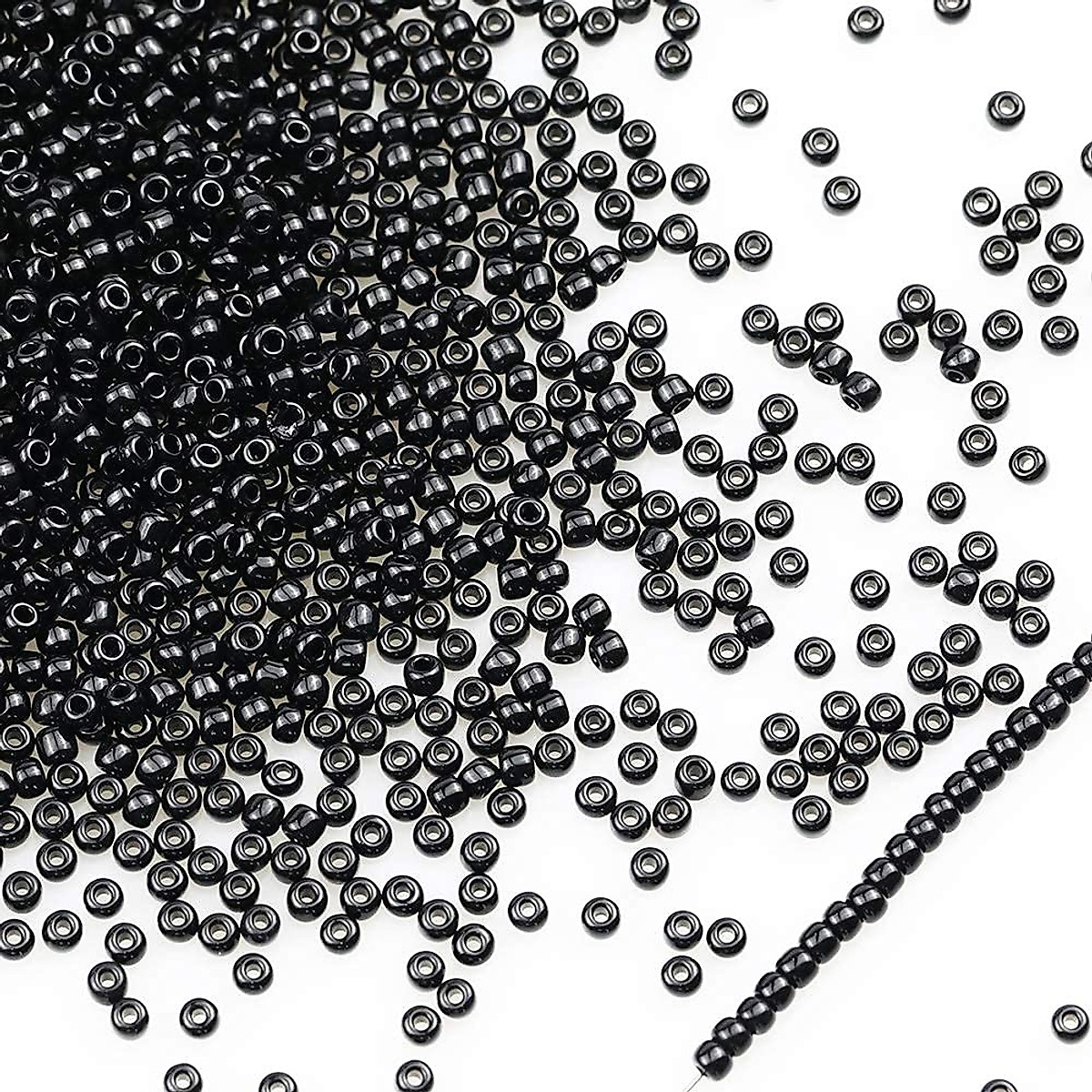 BALABEAD Opaque Black Color Loose Seed Beads About 4000pcs in Box 8/0 Glass Craft Seed Beads for Jewelry Making, Hole 0.7mm (Black)