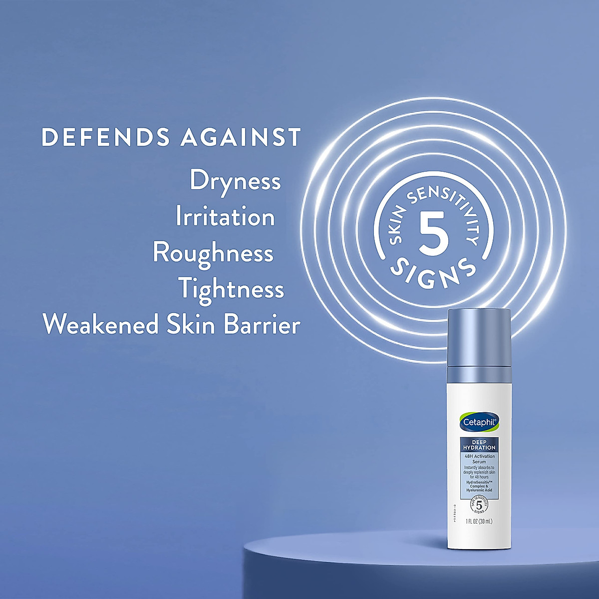 Cetaphil Deep Hydration Fragrance Free 48 Hour Activation Serum, 1 Fl oz, 48Hr Dry Skin Face Moisturizer for Sensitive Skin, With Hyaluronic Acid, Vitamin E & B5, Dermatologist Recommended