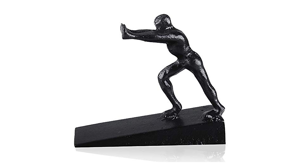 Decorative Cast Iron Door Stop - Heavy Duty Man-Wedge for Rustic Homes