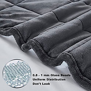HOSUKKO Weighted Blanket - Grey 60"x80" 20lbs Flannel Sherpa Breathable Soft Warm Thick Heavy Blanket with Premium 0.8mm Glass Beads Big Winter Blanket Throw for Adult