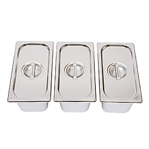 LIYUANJUN 3-Pan Commercial Food Warmer, 3 * 7.4QT Electric Steamer with 3 Lids, Buffet Countertop Food Warmer Table Steam Machine Stainless Steel Steamer for Restaurant Home Kitchen 850W 110V