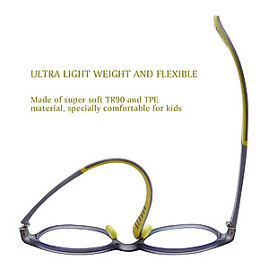 Madison Avenue Kids Blue Light Blocking Glasses for Teens Anti Blue Ray Eye Strain Computer Game Glasses Flexible Soft TR90 Frame UV Protection Computer TV Eyeglasses Boys Girls Age 9-12 (Yellow)