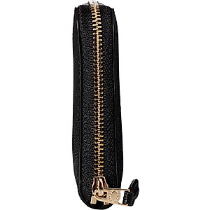 Coach Crossgrain Leather Medium Zip Around Wallet Li/Black One Size