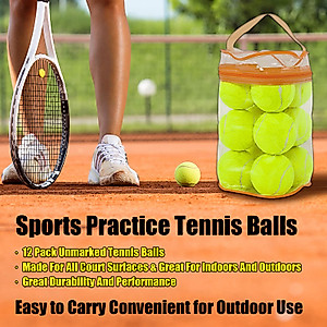 GKK Tennis Balls, 12 Pack Durable Pressurized Yellow Felt, High Bounce Practice Balls for Training, Beginners, Dogs, Ideal Gift