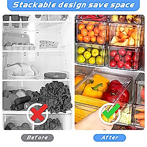 MDHAND Fridge Organizer - Refrigerator Organizer Bins, 10pcs Fridge Organizer and Storage Clear, Stackable Fridge Organizer Bins with Lid BPA Free Egg Organizer for Refrigerator