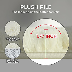 Ultra Soft Rug for Living Room, 8X10 Fluffy Shag Area Rug for Bedroom, Modern Shaggy Carpets Fuzzy Rug for Teens Dorm Nursery Home Decor Aesthetic, Upgrade Anti-Skid Durable, Cream White