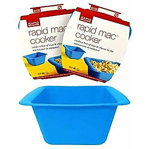 Rapid Mac Cooker | Microwave Macaroni & Cheese in 5 Minutes | Perfect for Dorm, Small Kitchen or Office | Dishwasher Safe, Microwaveable, BPA-Free | Blue, 2 Pack