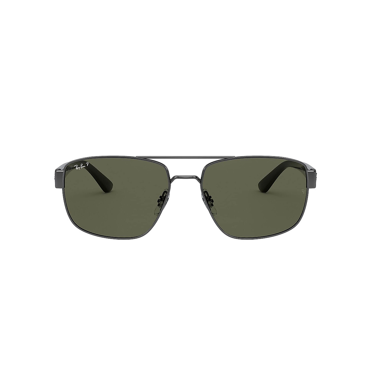 Ray-Ban RB3663 Metal Rectangular Sunglasses, Gunmetal/Polarized G-15 Green, 60 mm