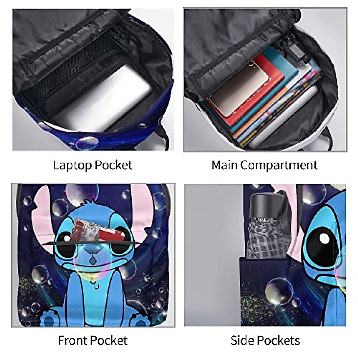 Anime Backpack, 16 Inch Large Capacity Multifunction Laptop Backpacks Daypack, Cute Cartoon Book Bag for Work Travel