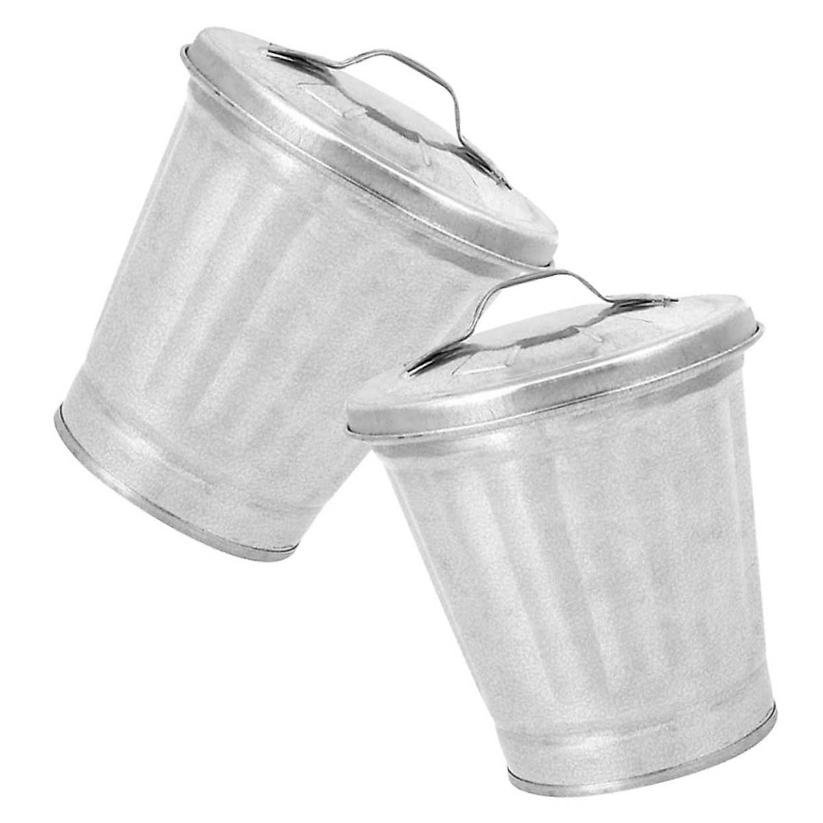 jojofuny Mini Iron Trash Can, Galvanized, As Shown