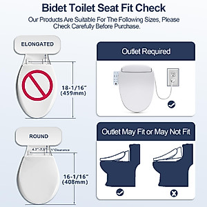 ZMJH 236D Bidet Toilet Seat, Round Smart Unlimited Warm Water, Vortex Wash, Electronic Heated, Warm Air Dryer, Rear and Front Wash, LED Light, Need Electricity, White (Round)