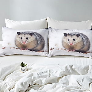 jejeloiu Full Size Opossum Sheet Set Boys Girls Possums Gifts Bed Sheets Set for Kids Women Men Ultra Soft Possums Bedding Set Possum Stuffed Animal Bed Set (Flat Sheet + Fitted Sheet + Pillow Case)