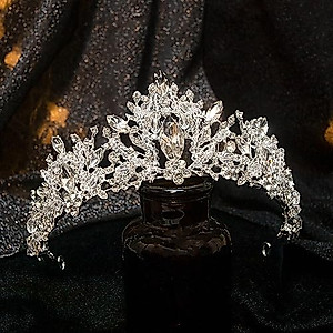 RUOKFZIYAN Silver Crown for Women and Birthday Tiara Crystal Queen Crowns Rhinestone Princess Tiaras for Girl Bride Wedding Hair Accessories for Bridal Party Prom Halloween Cos.play dress Christmas