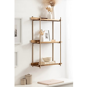 Kate and Laurel Dominic Modern Metal Bathroom Shelf, 20 x 7 x 30, Dark Gold, Sleek Glam 3-Tier Floating Shelves for Wall Decor, Display, and Over Toilet Storage