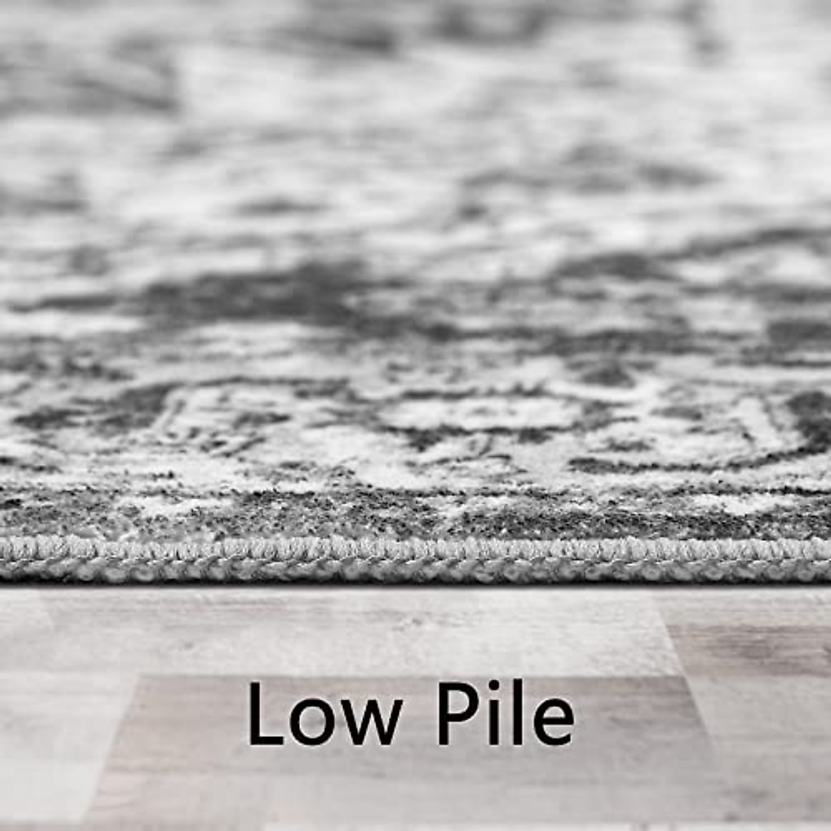 CAROMIO Grey Area Rug Washable Boho Distressed Rug Large Non-Slip 8x10 Area Rug Low-Pile Stain Resistant Vintage Area Rug for Living Room Bedroom, 8' x 10' Grey