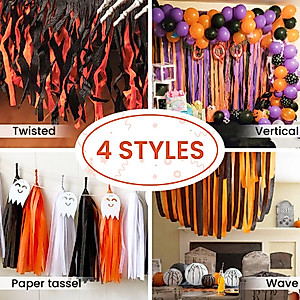 PartyWoo Crepe Paper Streamers 4 Rolls 328ft, Pack of Deep Orange Crepe Paper for Party Decorations, Wedding Decorations, Birthday Decorations, Baby Shower Decorations (1.8 Inch x 82 Ft/Roll)