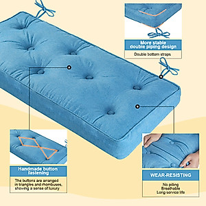 Millsilo Bench Cushion, Bench Cushions for Indoor/Outdoor Furniture, Window Seat Cushions, Garden Patio Large Pads with Button Reinforcement, for Shoe Bench Dining Porch Bench 48x18x4 inch, Blue