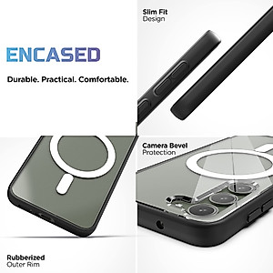 ENCASED Magnetic Case Designed for Samsung Galaxy S23 Plus Case, Compatible with MagSafe Charging & Accessories for Samsung S23+ (Clear/Black)