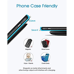 NANAMI Fast Wireless Charger[2 Pack], Qi-Certified 15W Max Charging Stand Pad Bundle, Compatible iPhone 14/13/12/SE 2020/11 Pro/XS/XR/X, Samsung Galaxy S23/S22/S21/S20/S10/S9/Note 20/10/9, AirPods Pro