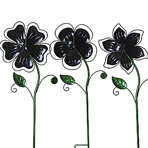 Garden Stake Outdoor Plant Pick Cute Metal Flower Stick Art Ornament Decor Lawn Yard Patio,3 Set
