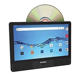 SYLVANIA 10.1 inch Quad Core Tablet/Portable DVD Player 1GB/16GB with Headphones SLTDVD1024-COMBO (Renewed)