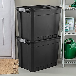 Sterilite Storage System Solution with 27 Gallon Heavy Duty Stackable Storage Box Container Totes with Grey Latching Lid for Home Organization, 4 Pack