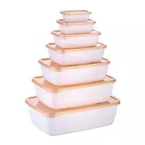 Dialust Rectangular Plastic Food Storage Container with Air Tight Lid Kitchen Food Container Meat Box Fridge and Freezer Storage Boxes Bowl - 225ml, 325ml, 650ml, 1250ml, 2200ml, 3500ml, 6 Pcs, Clear