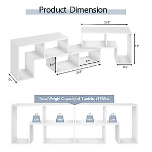 Tangkula 3 Pieces Console TV Stand, Free-Combination Entertainment Center for 50 55 60 65 Inch TV, Minimalist Modern TV Media Stand, DIY Open Storage Bookcase Shelf for Living Room (White)