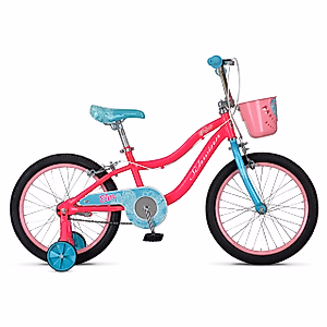 Schwinn Koen & Elm BMX Style Toddler and Kids Bike, For Girls and Boys, 18-Inch Wheels, With Training Wheels, Chain Guard, and Front Basket, Recommended Height 42-52 Inch, Pink
