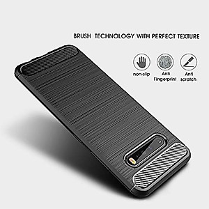 Grandcaser Case for LG V60 ThinQ 5G Ultra Slim Carbon Fiber TPU Soft Anti-Scratch Shockproof Protection Cover for LG V60 ThinQ 5G 6.8" -Black