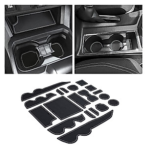 JKCOVER Premium Custom Liner Mat Accessories Compatible with Toyota Tacoma 2016 2017 2018 2019 2020 2021 2022 2023, Cup Holder, Door Pocket and Center Console Inserts 19 Pcs (Double Cab, Gray Trim)